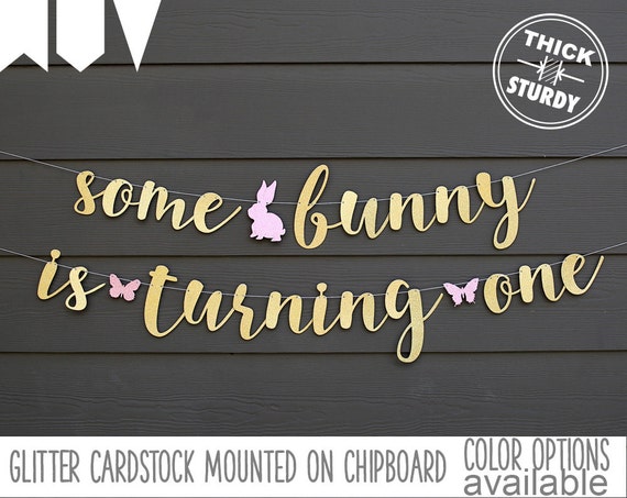 some bunny is turning one banner 1st birthday banner bunny
