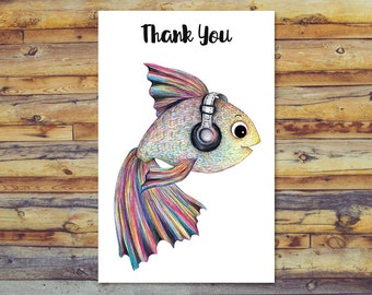 Fish thank you card | Etsy