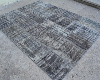 Gray patchwork rug | Etsy