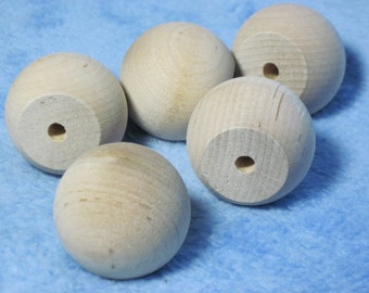 Wooden ball knob 1.75 1 3/4 solid wood set of 6
