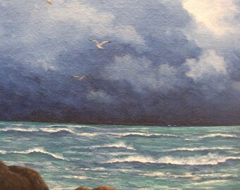 Ocean storm painting | Etsy