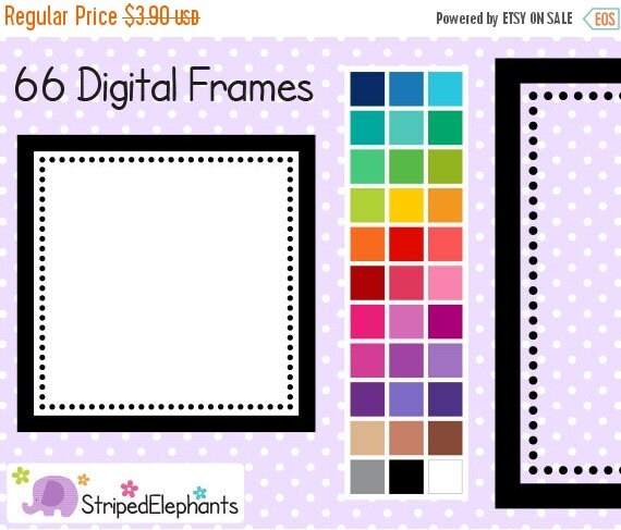 30% OFF Dotty Square Digital Frames Clipart by StripedElephants