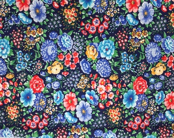 Blue floral fabric | Etsy