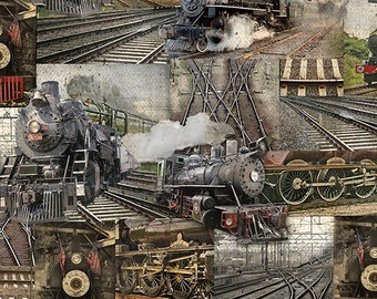 Train track fabric | Etsy