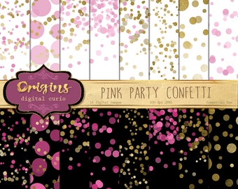 Gold Foil Dot Confetti Digital Paper polka dot glitter