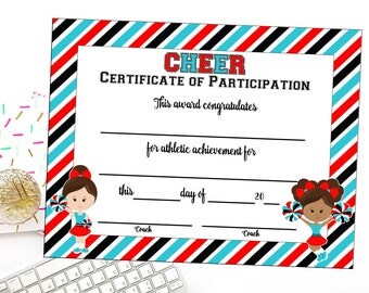 Cheer certificate | Etsy