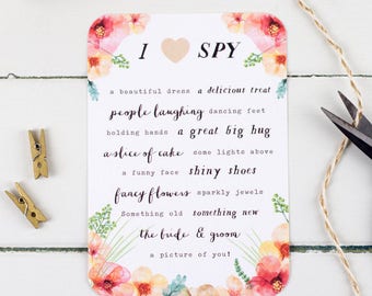 Items similar to Wedding I Spy -- PRINTABLE Wedding Reception Game ...