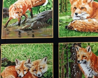 Fox fabric panel | Etsy