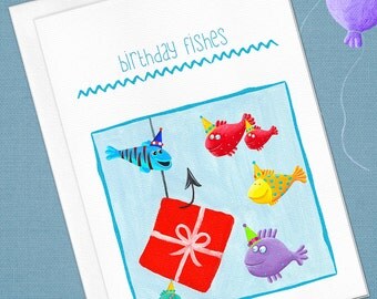 Fish birthday card | Etsy