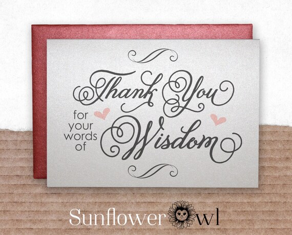 Thank You For Your Words of Wisdom wedding thank you cards
