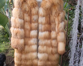 Red fox fur coat | Etsy