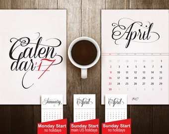 Typography calendar | Etsy