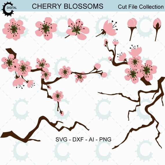 Sakura Japanese Cherry Blossom Cut File Collection