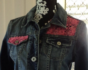 Denim lace jacket | Etsy