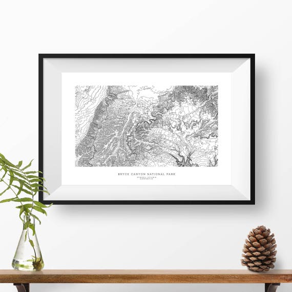 Bryce Canyon National Park Utah Topographic Print Contour