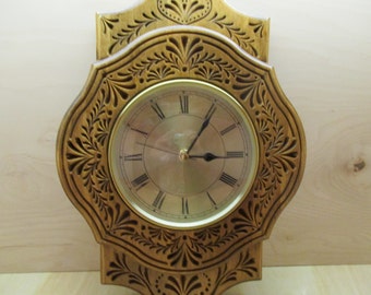 Carved wood clock | Etsy