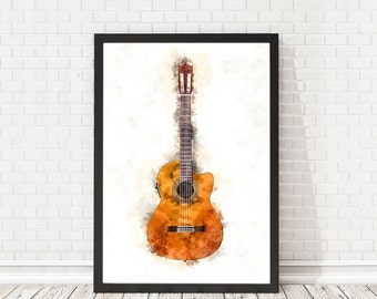 Guitar poster | Etsy