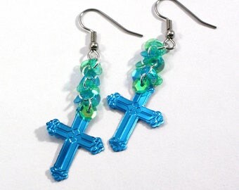 Handmade Sequin Earrings Unique Confetti Jewelry by PrincessEMarie