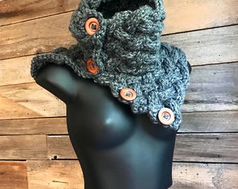 Knitted button scarf | Etsy