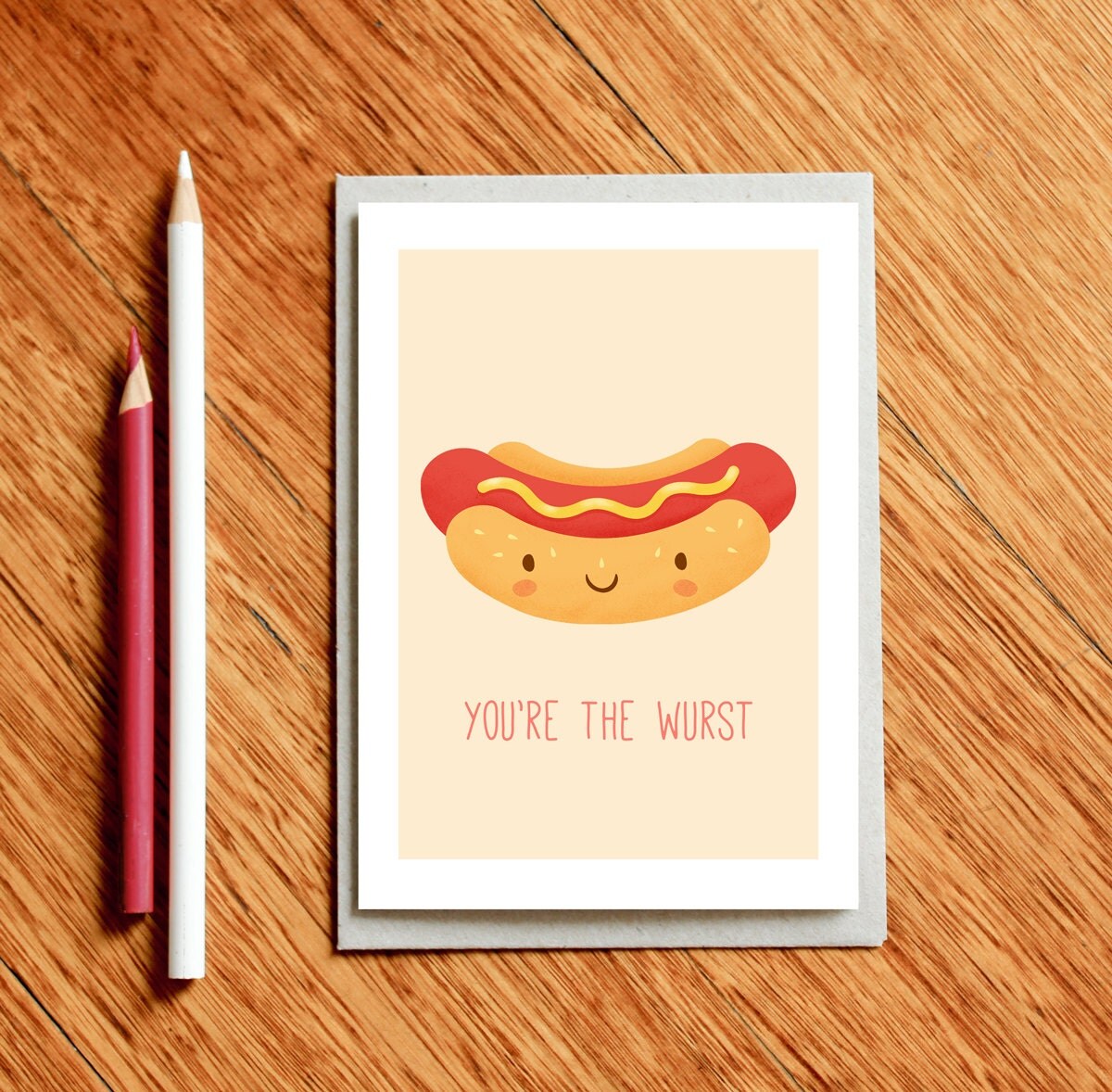 Hot Dog Funny Valentines Day Card Birthday Card Funny Food