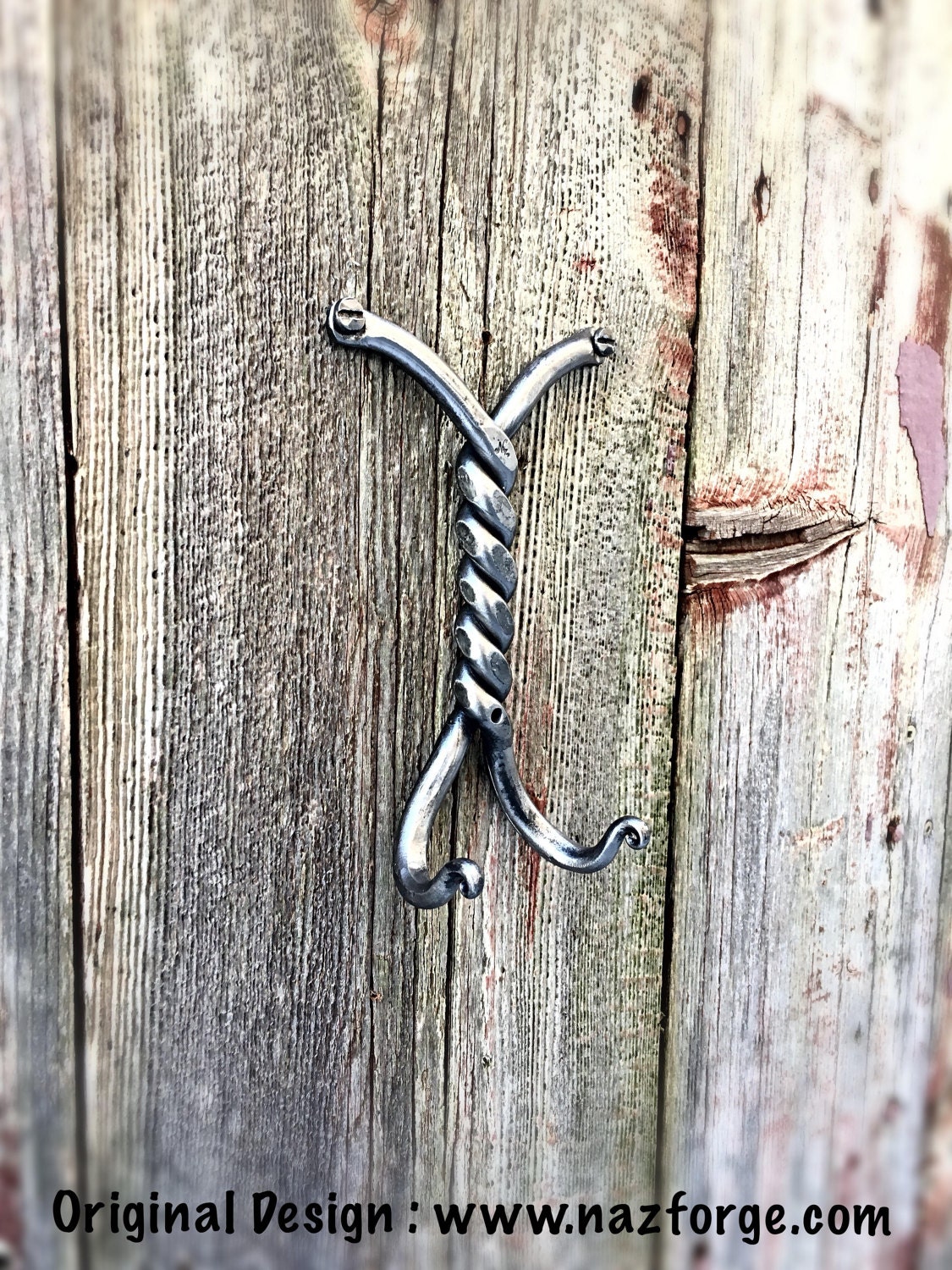 TWISTED DOUBLE HOOK - Original Design - Hand Forged by Blacksmith Naz ...