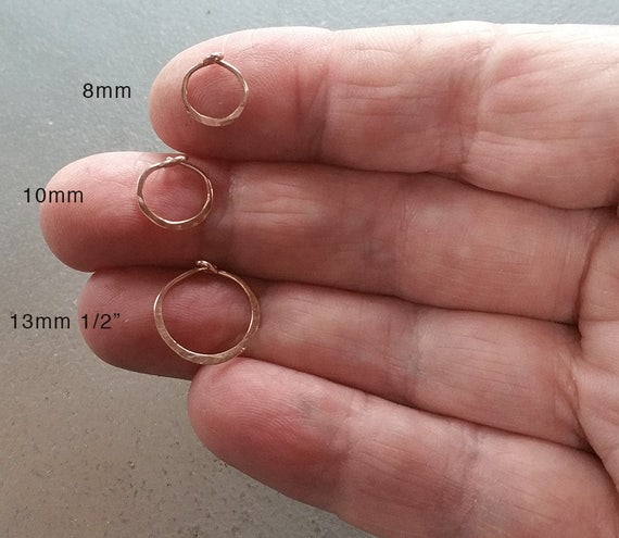 Tiny 8mm 14k Gold Hoops Small Solid Gold Hoops 14k Rose