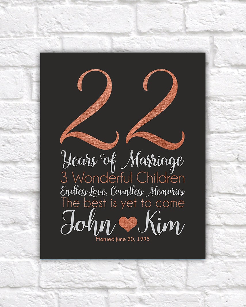 Personalized Anniversary Gifts 22 Years Copper Anniversary Style 