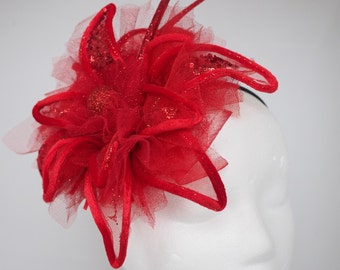 Red fascinator | Etsy