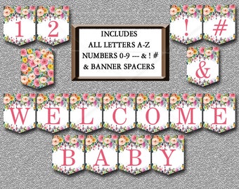 Boho alphabet banner printable baby shower decor bohemian