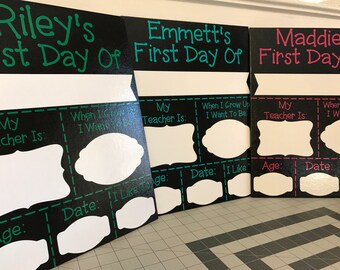 First day of school board memory board last day of school