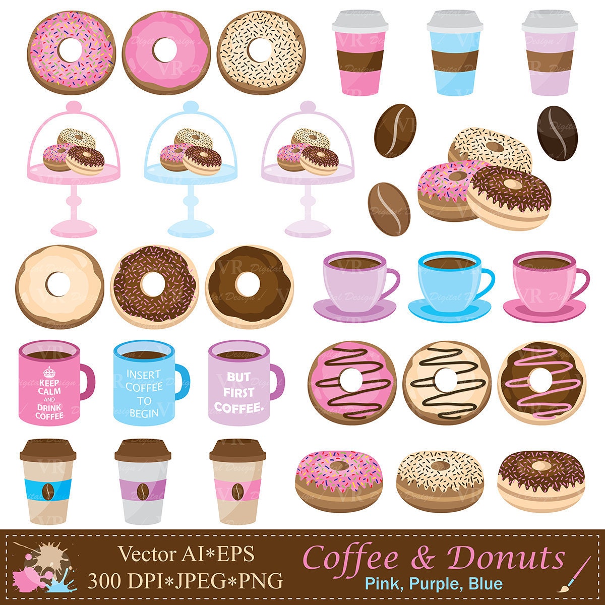 Coffee and Donuts Clip Art Doughnut Clipart Breakfast