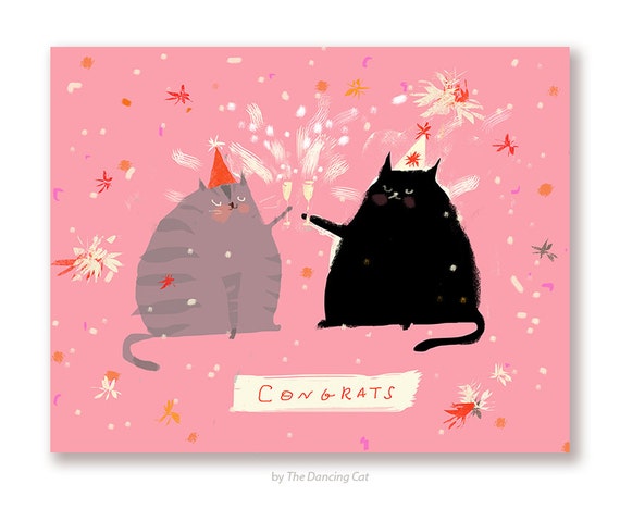 Congrats Card Celebration Cats Congrats Cat Card