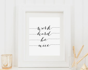 Work hard print | Etsy