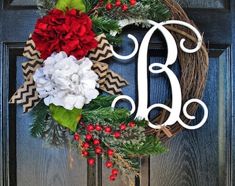 Unique monogram wreath related items | Etsy