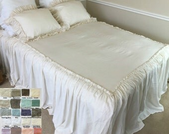 Bedspread with gathered ruffle fall ruffle bedding linen