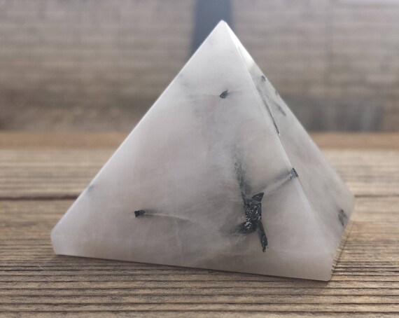 TOURMILATED QUARTZ rare natural large gemstone crystal pyramid