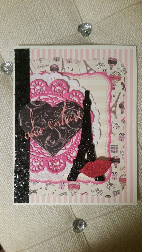 Handmade Paris Themed Card/ Paris Birthday Card