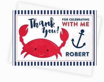 Crab thank you card | Etsy