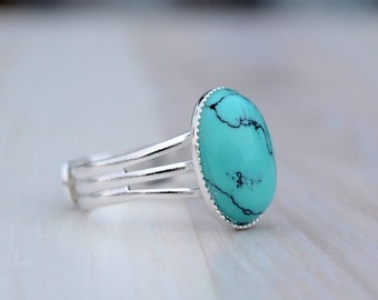 Oval turquoise ring | Etsy