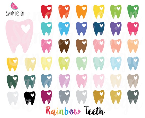 43 Rainbow Teeth clipart Dentist clipart. Personal and