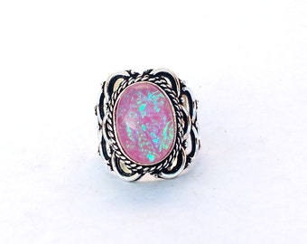 Pink fire opal ring | Etsy