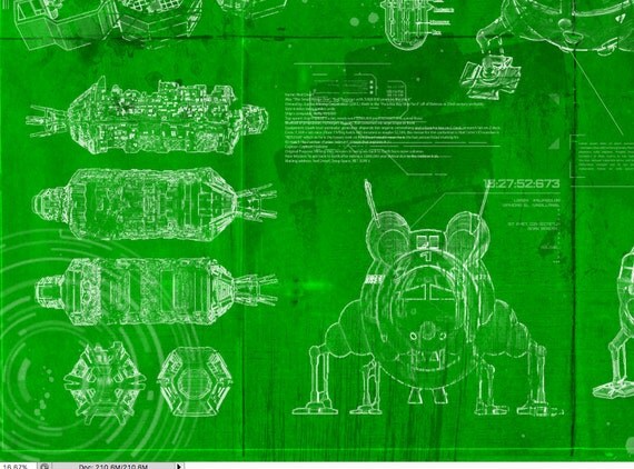Red Dwarf / StarBug aged blueprint specs.