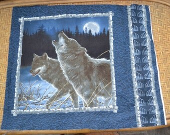Wolf cotton fabric | Etsy