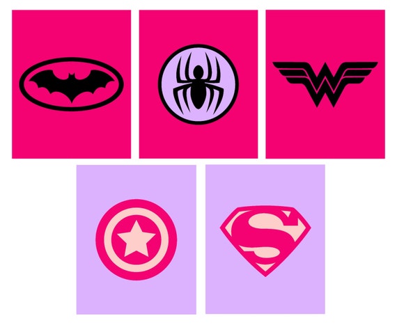 Pink Superhero Symbol Girl Drawing