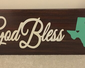 God Bless Texas State Print 8 x 10