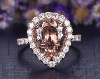 Pear pink stone ring | Etsy