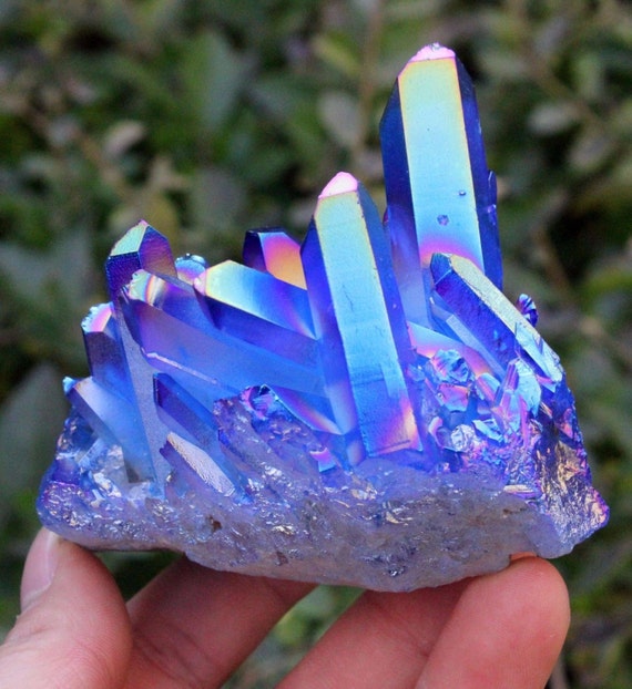 Large Blue Flame Aura Quartz Cluster Blue Aura Quartz Violet