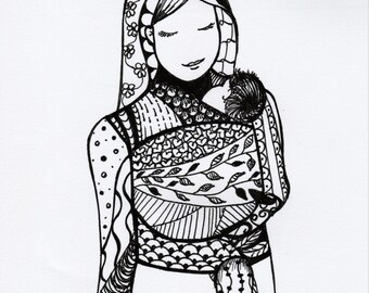 Baby sling art | Etsy