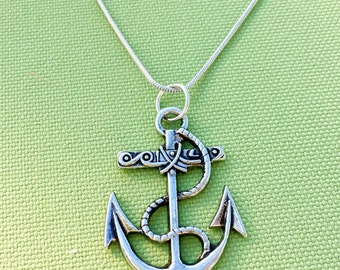 Items similar to Fine Silver Anchor and Rope Pendant and/or Necklace on ...