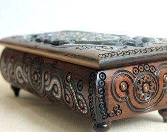 Carved wood box | Etsy